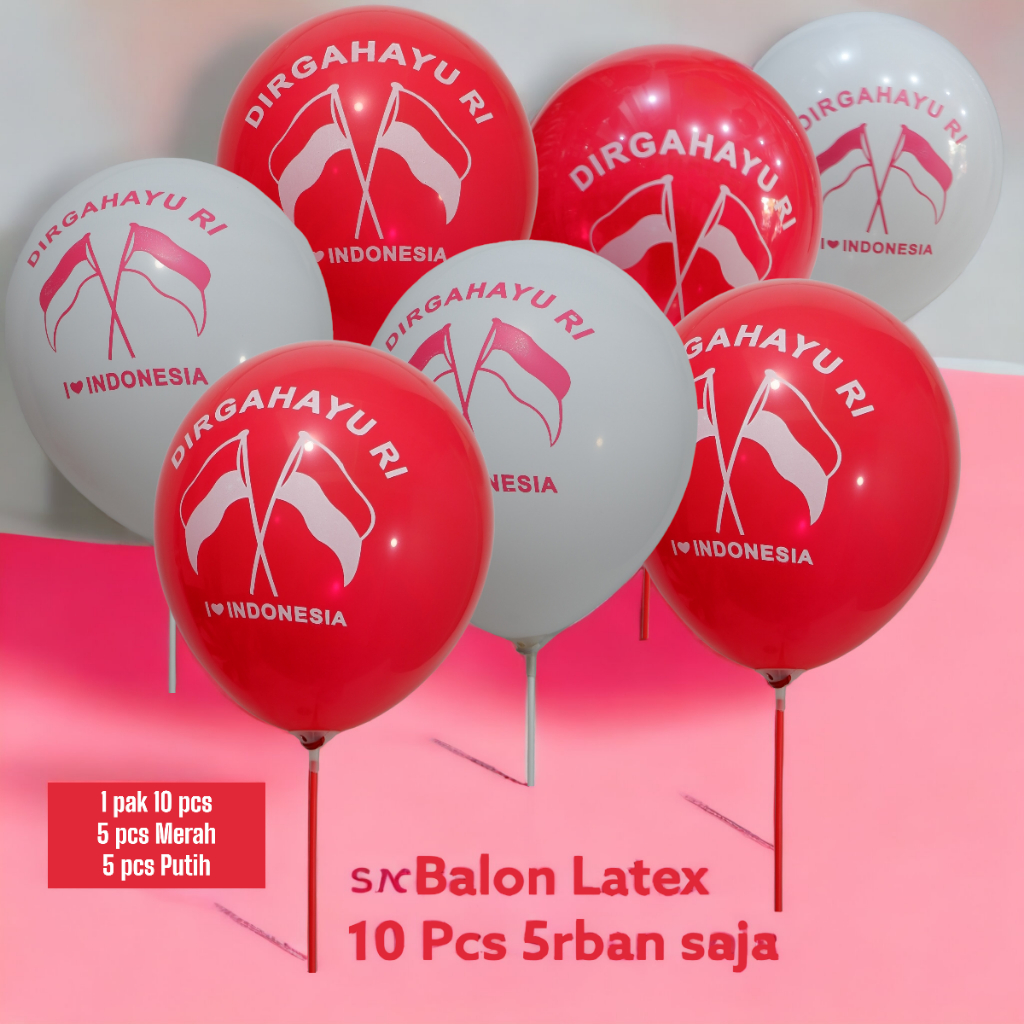 Jual Balon Latex Karet Merah Putih HUT Dirgahayu Kemerdekaan RI Hiasan ...