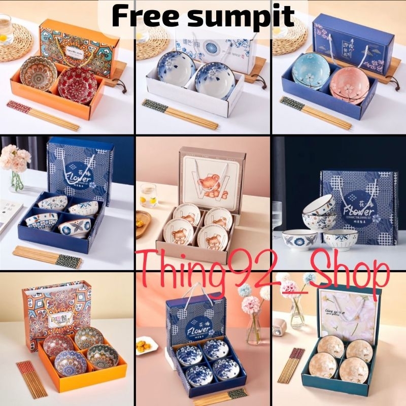 Jual Mangkok set premium peralatan makan Mangkuk set keramik Souvenir ...
