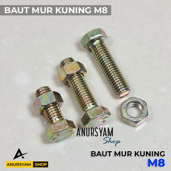 Jual Baut Mur Kuning 8x30 | Mur Baut M8 | BMK | Baut Hexagon Kuning ...