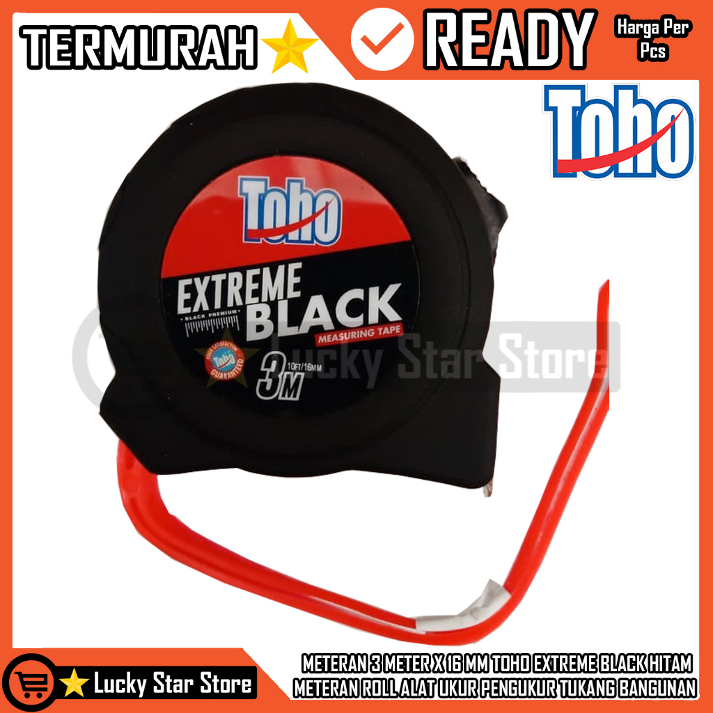 Jual METERAN 3 METER X 16 MM TOHO EXTREME BLACK HITAM METERAN ROLL ALAT ...