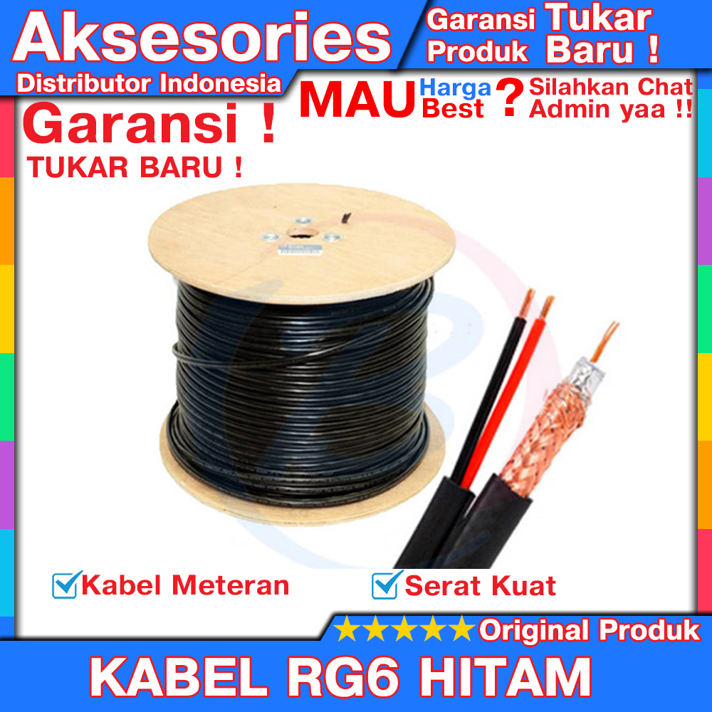Jual Kabel CCTV RG6 Warna Hitam Meteran Include Kabel Power Cocok Untuk ...