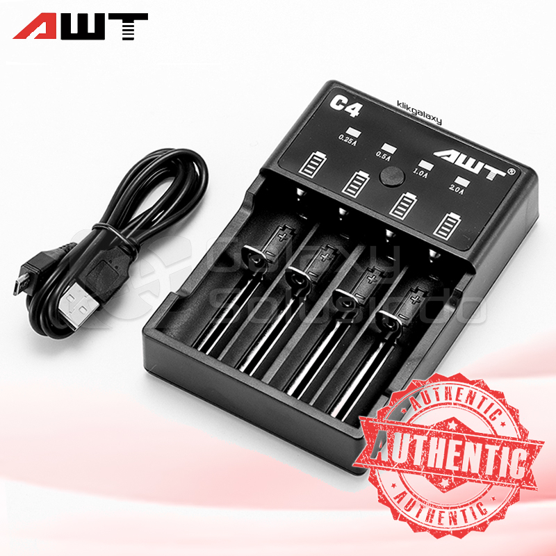 Jual AWT C4 18650 4 Slot Universal Battery Charger | Shopee Indonesia