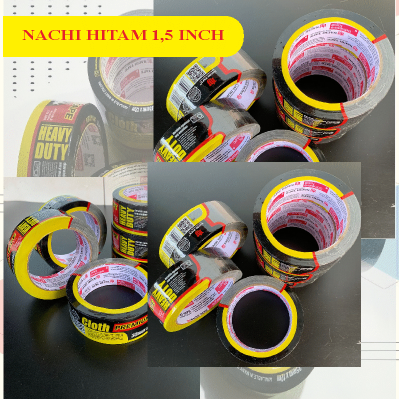 Jual Lakban Hitam Jilid Nachi Cloth Tape 1,5 Inch (35mm) | Shopee Indonesia