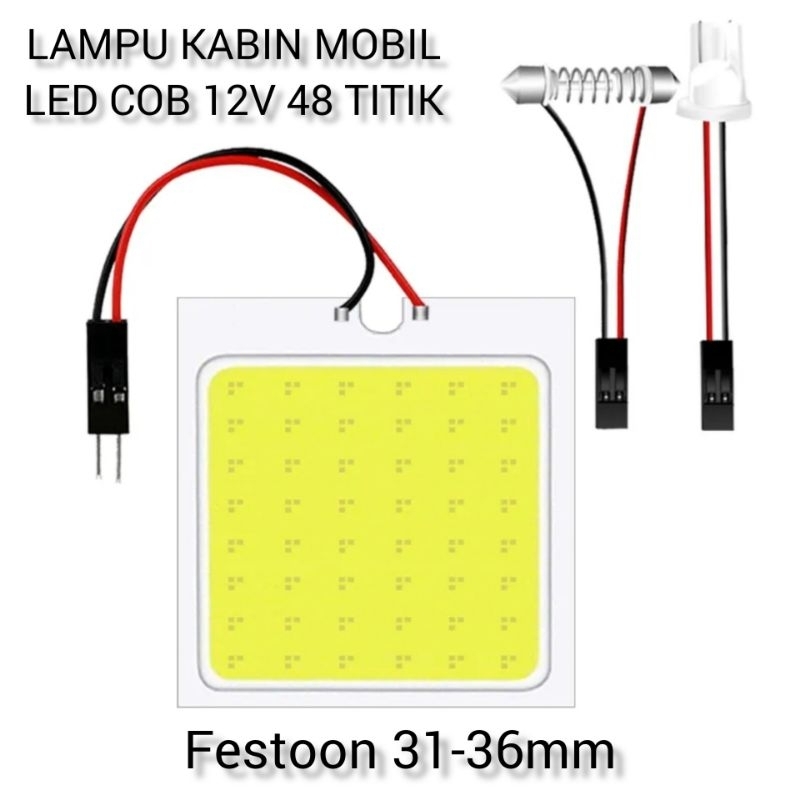 Jual Lampu Led Plafon Kabin Mobil COB 12V 48 Titik Festoon T10 Cahaya ...
