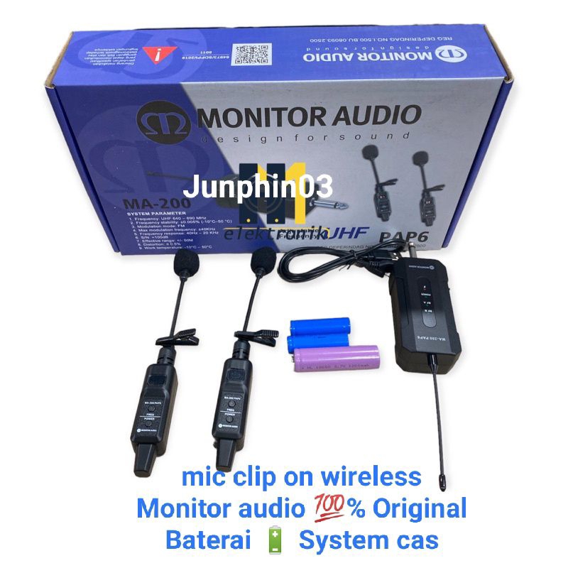 Jual mic clip on wireless Monitor audio MA-200 PAP 6 microphone jepit ...