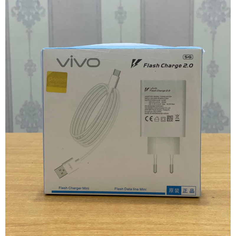 Jual CHARGER VIVO 44W 44 watt FLASH CHARGE ORI TYPE C / CHARGER FULL SET TIPE C VIVO FAST ...