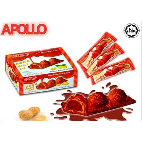 Jual APOLLO ROKA PEANUT BAR WAFER 24X18GR BISKUIT KACANG COKLAT ...