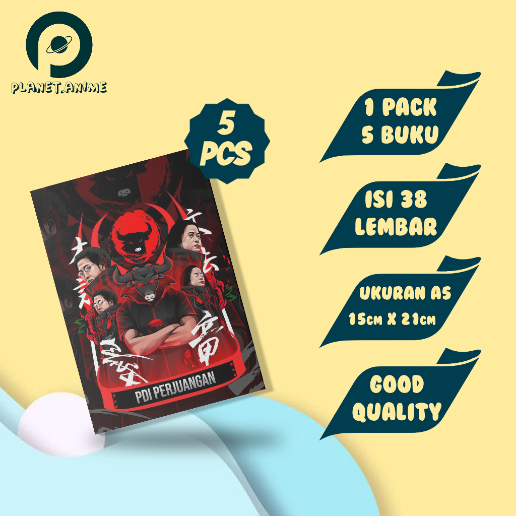 Jual Buku Tulis Sekolah Versi PDI 5 Pcs Buku Bergaris 38 Lembar ...