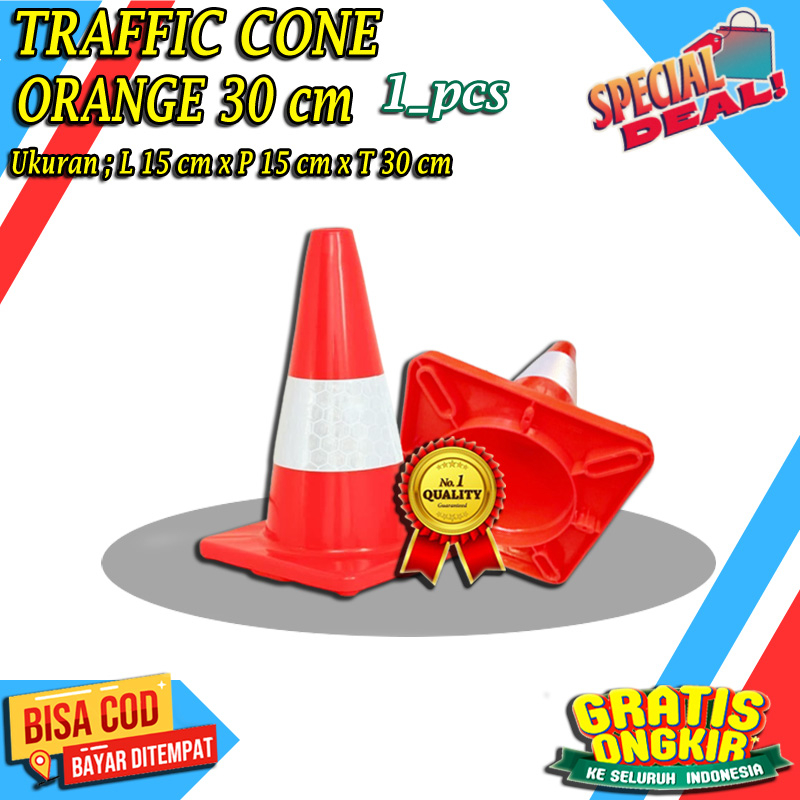 Jual SAFETY TRAFFIC CONE ORANGE KERUCUT LALU LINTAS MINI 30 CM PEMBATAS JALAN SAFETY RUBBER ...