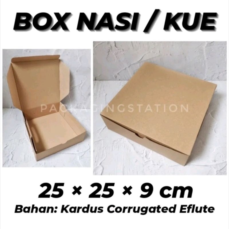 Jual BOX NASI KOTAK 25x25x9 / DUS NASI / KOTAK TAKEAWAY / BOX ROTI KUE | Shopee Indonesia