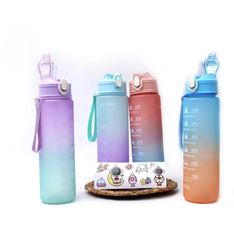 Jual BOTOL MINUM 1L GRADASI PELANGI FREE STIKER 2D BOTOL 1 LITER BOTOL ...