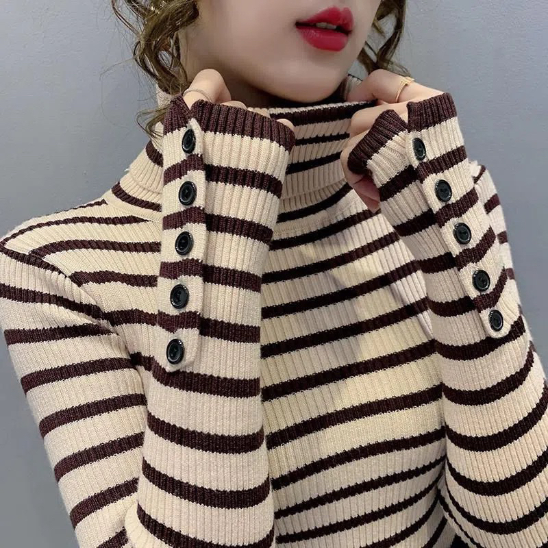 Jual ATASAN RAJUT WANITA ( Stripe ) Baju Rajut Wanita Kaos Import Wanita Lengan Panjang | Shopee ...