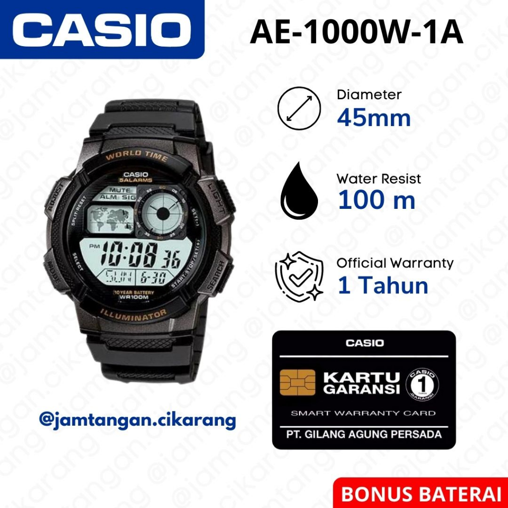 Jual Jam Tangan Pria Casio AE-1000W-1A Original | Shopee Indonesia