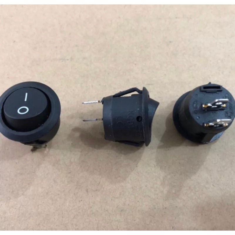 Jual Saklar Rocker switch BULAT HITAM 2 pin / 2 kaki ON OFF ROCKER ...