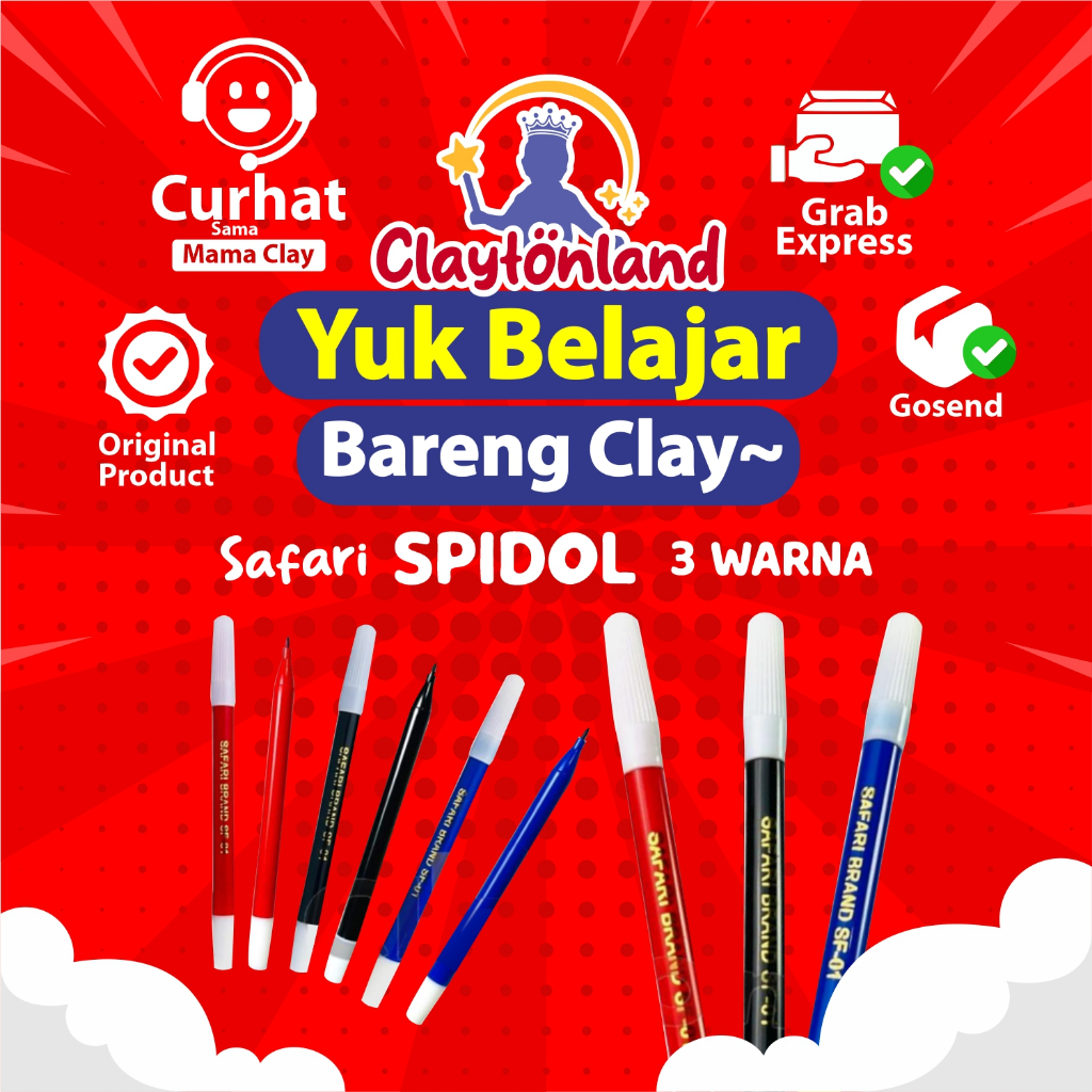 Jual Spidol Warna Kecil Safari RETAIL / Sepidol Marker Warna Hitam Biru ...