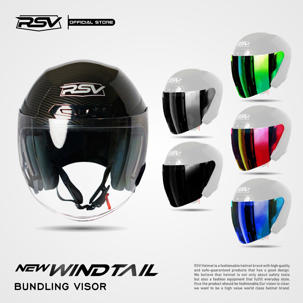 Jual HELM RSV NEW WINDTAIL CARBON GLOSSY BUNDLING VISOR TAMBAHAN ...
