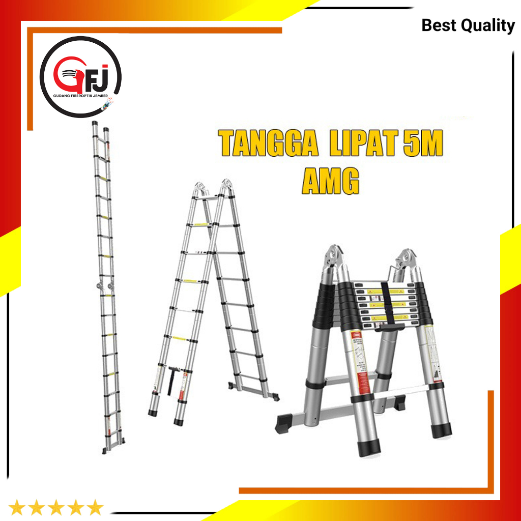Jual Tangga Lipat 5M ( 2,5m + 2,5m ) Alumunium Double teleskoptik Warna ...