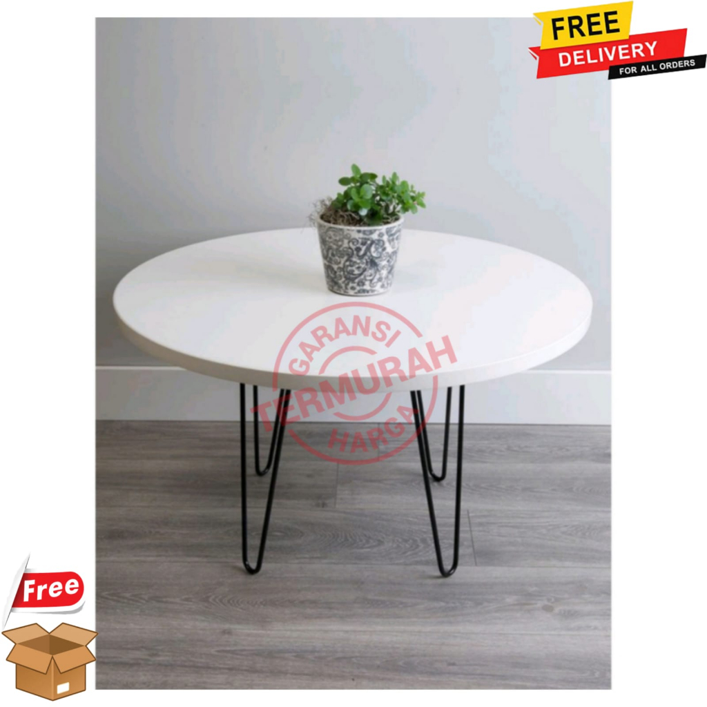 Jual Meja Bulat Mini PUTIH 50 cm/ Mini Meja Kopi Teras / Tamu / Cafe ...