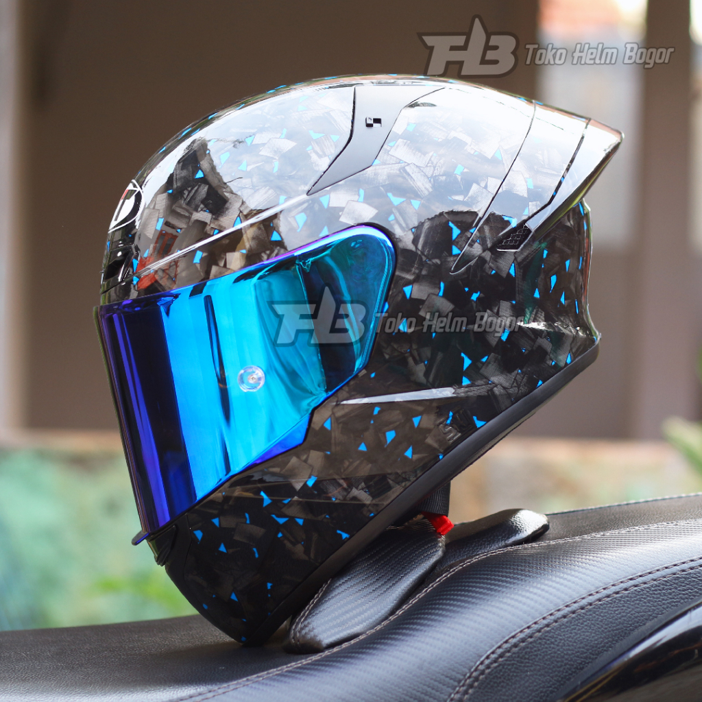 Jual KYT TT Course Carbon Graphic FORGET BLUE visor BLUE spoiler 3D ...
