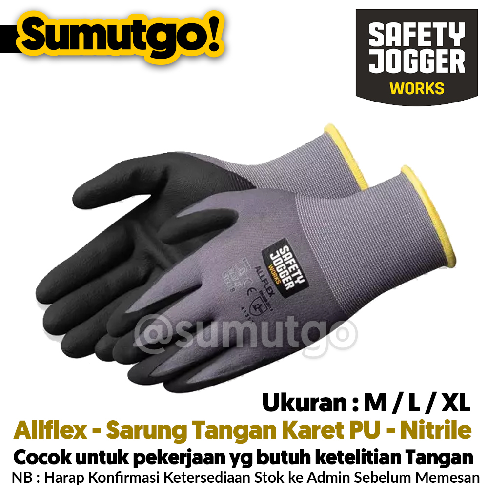 Jual [ TERLARIS ] Sarung Tangan Kerja Multifungsi Safety Jogger Allflex / Sarung Tangan Kain ...
