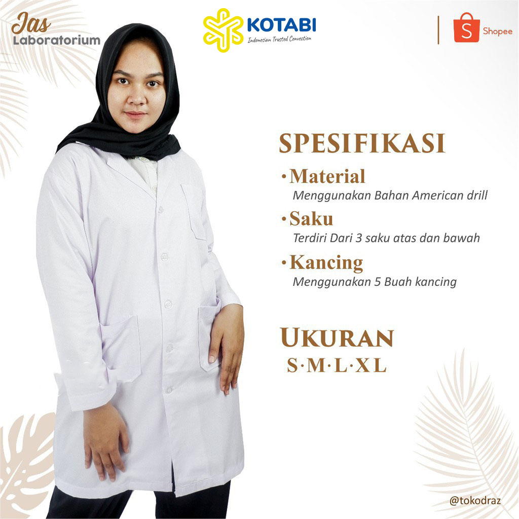 Jual KOTABI - Jas lab, Jas Laboratorium Lengan Panjang Putih Bahan ...