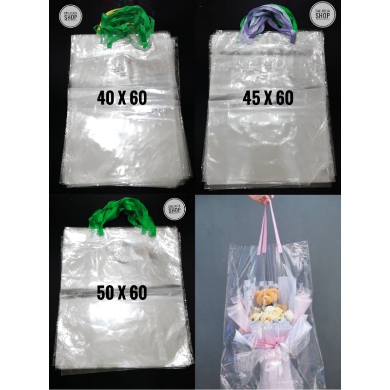 Jual TAS PLASTIK OPP BENING TRANSPARAN BUKET HANDLE PITA | BAHAN ...