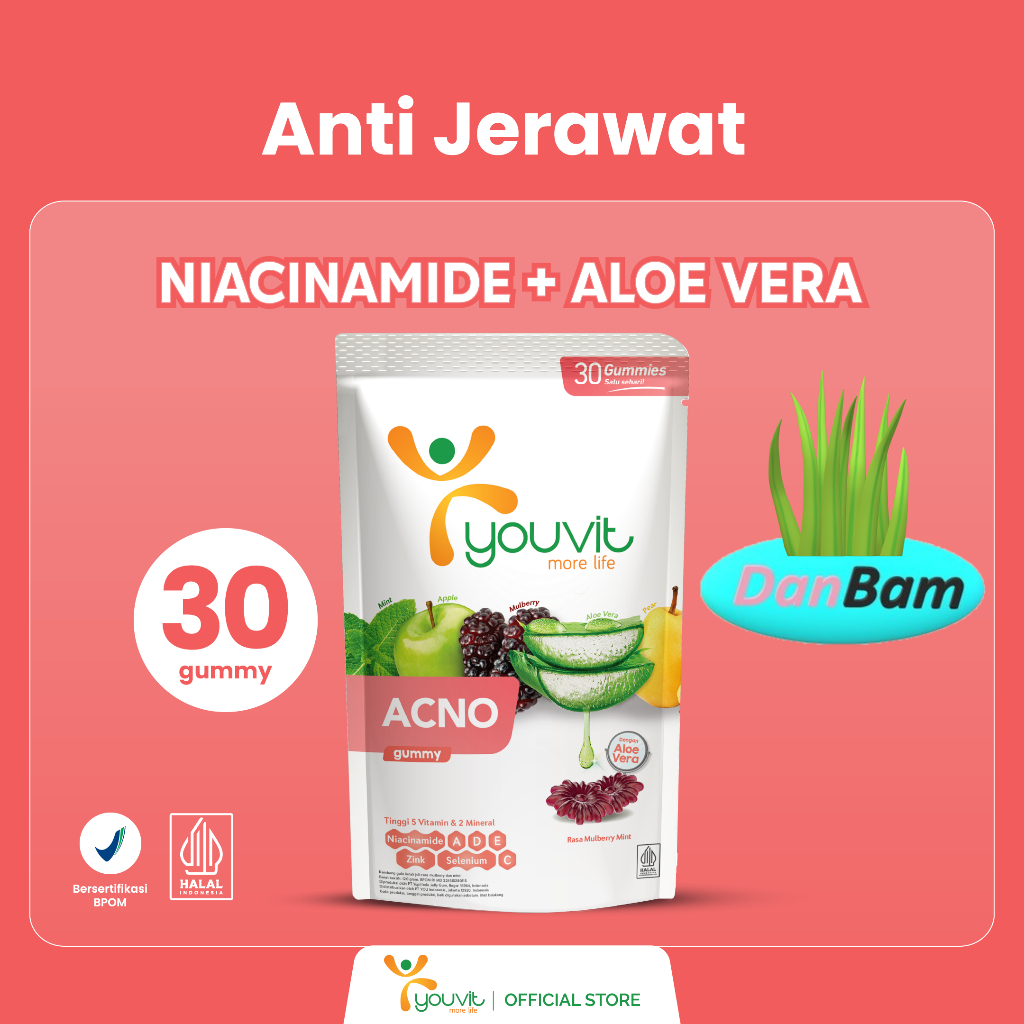 Jual Niacinamide Gummy untuk Anti Jerawat | Youvit AcNO 30 Hari | Shopee Indonesia