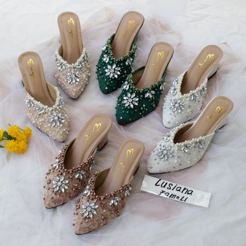 Jual HANARYI I Sepatu payet mutiara mixs warna, highheels kondangan ...