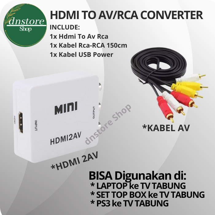 Jual Hdmi to AV Rca Kabel Rca to Rca 1.5 METER ( LAPTOP PS3 KE TV TABUNG ) | Shopee Indonesia
