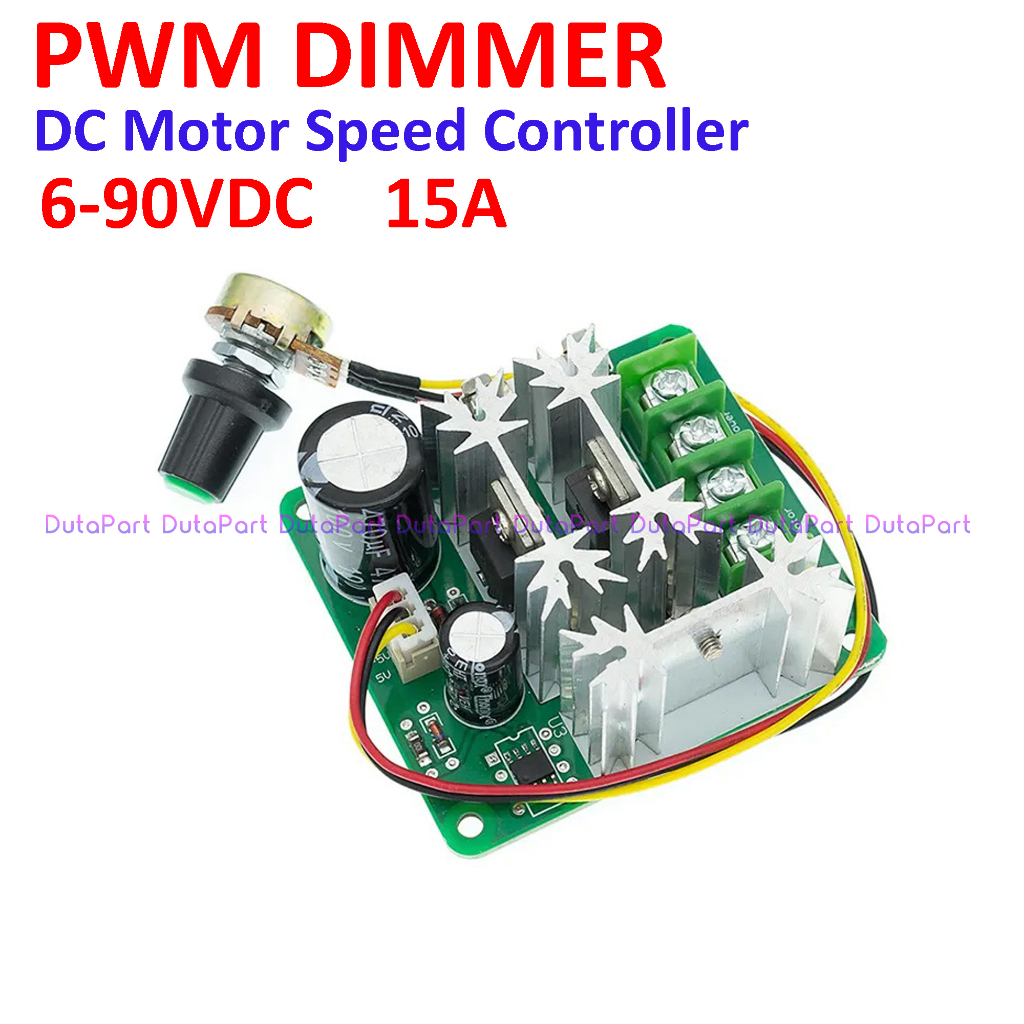 Jual PWM DC 6-90V 15A Dimmer Motor Speed Controller 6-90VDC Lampu LED ...