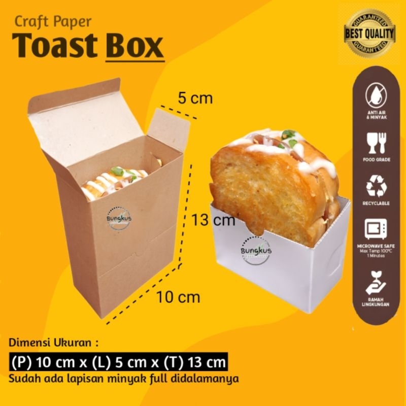 Jual box roti toast craft paper /box roti bakar / food grade | Shopee ...