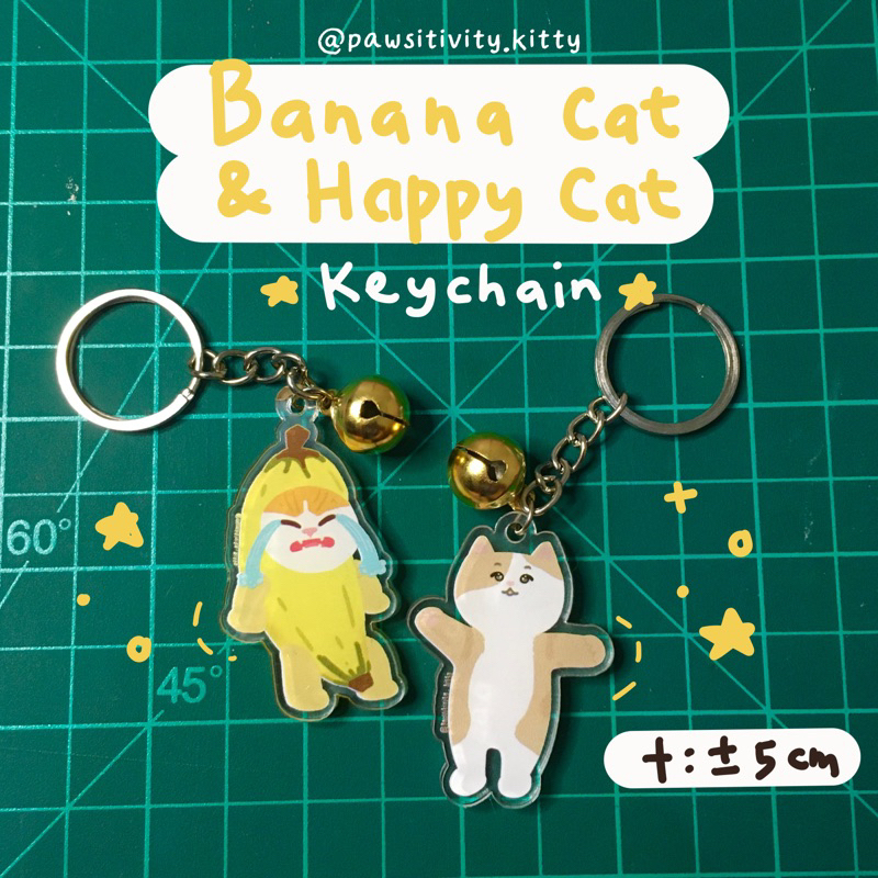 Jual Banana Cat Happy Cat Keychain Gantungan Kunci | Shopee Indonesia