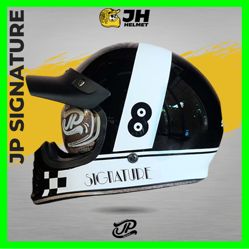 Jual Helm Cakil JP Signature SGN 03 Black Doff | Helm Retro | Full Face ...