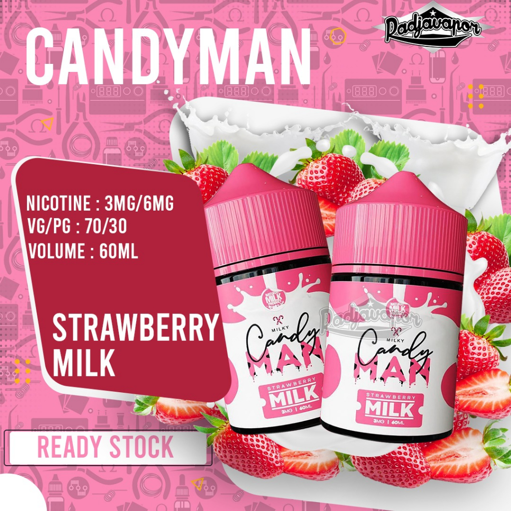 Jual CANDYMAN 60ML STRAWBERRY MILK | Shopee Indonesia