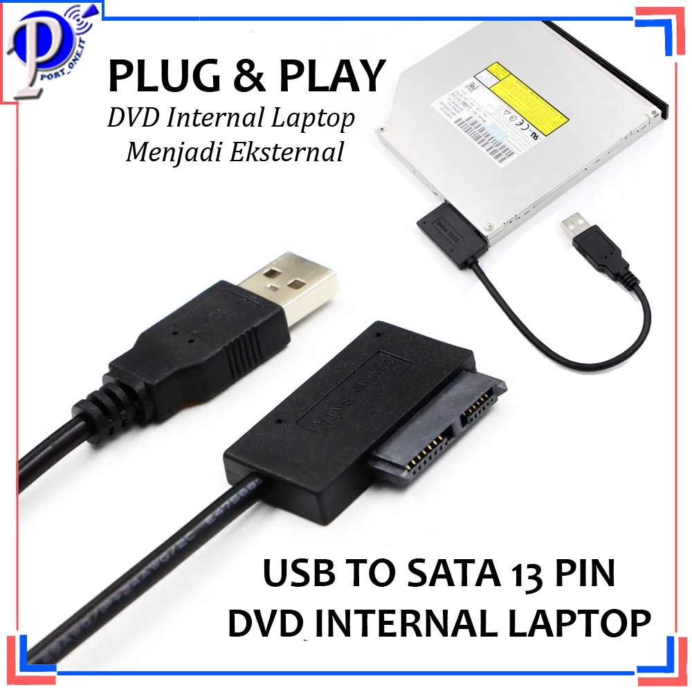 Jual Kabel DVD Internal Laptop Menjadi DVD Eksternal Plug & Play USB to ...