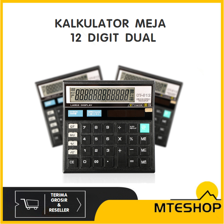 Jual MTE Kalkulator Meja 12 Digit Dual Power Layar LCD | Shopee Indonesia