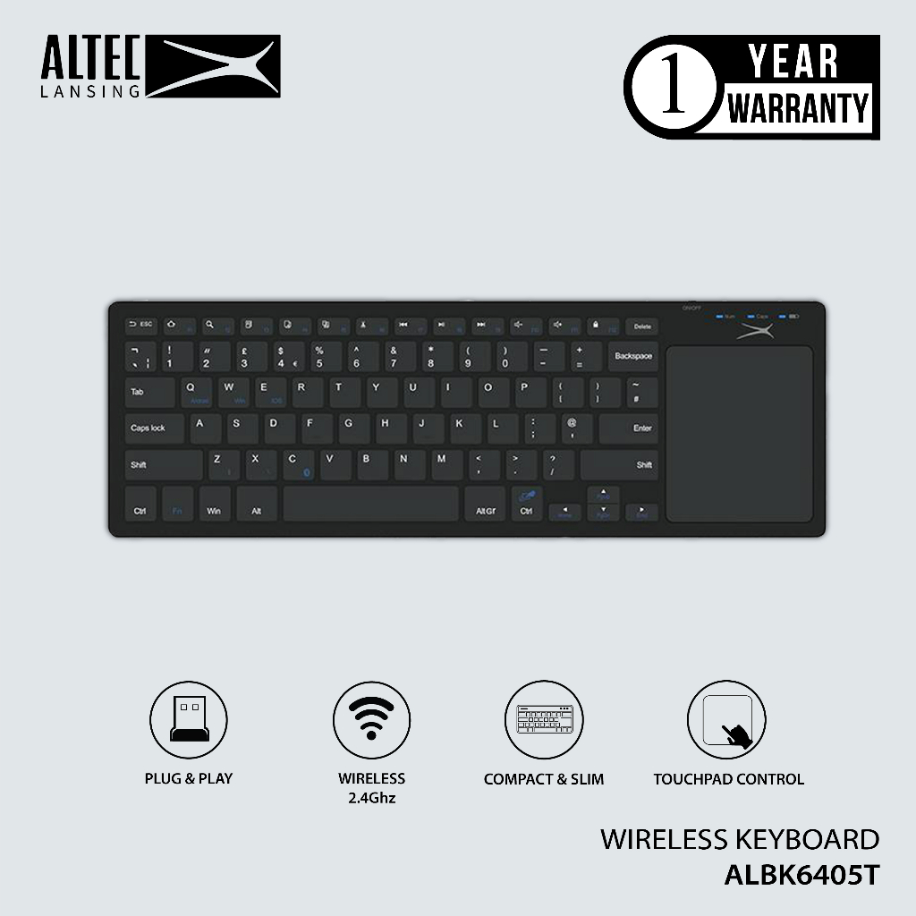 Jual Altec Lansing Keyboard Wireless Slim with Touchpad ALBK6405T | Shopee Indonesia