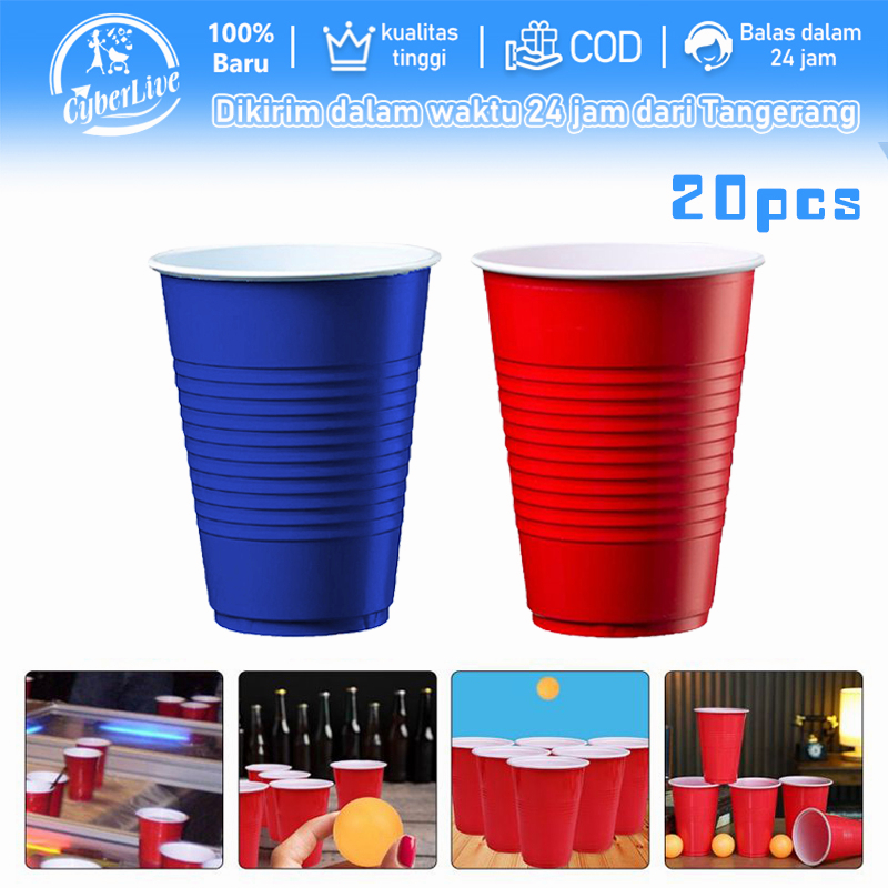 Jual 20pcs 16oz Gelas Plastik Merah Red Party Cup Plastik Cangkir Pesta ...