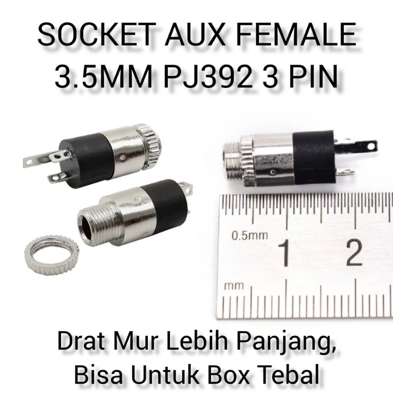 Jual Socket AUX Female 3.5mm 3 Pin PJ392 Stereo Headphone Socket ...