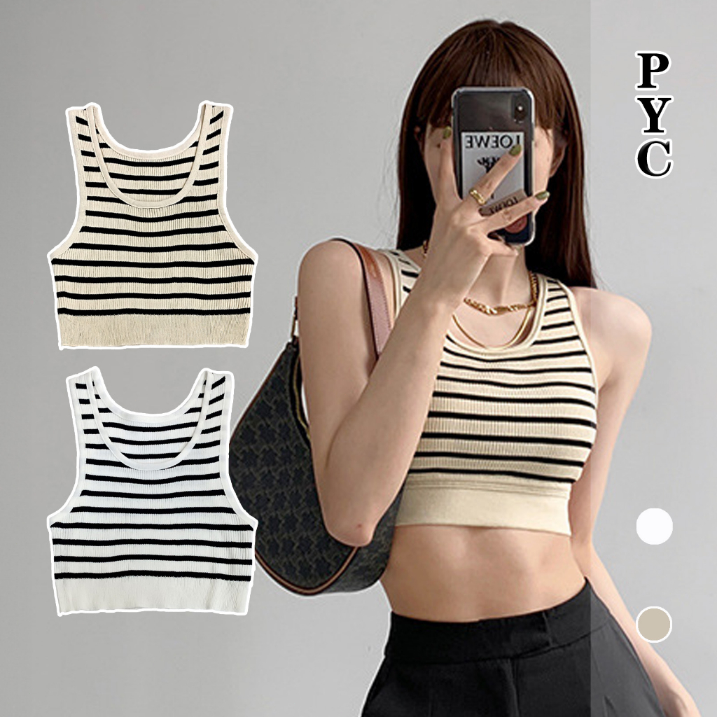 Jual Atasan Wanita Square Tanktop Crop Top Wanita Sportbra Rajut - BISA COD | Shopee Indonesia