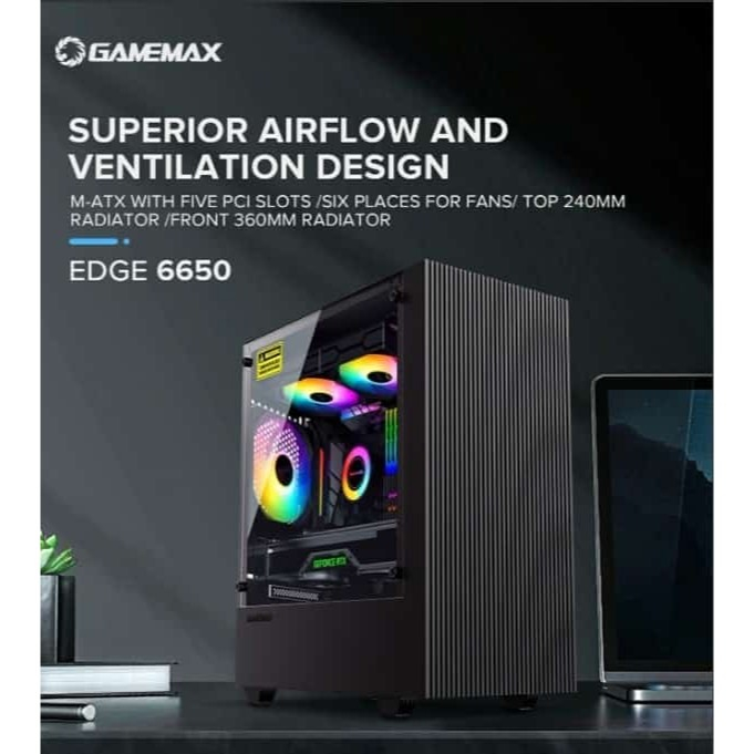 Jual Casing Gaming Gamemax Edge 6650 Mini Tower M-Atx Free 1 Fan Rgb ...