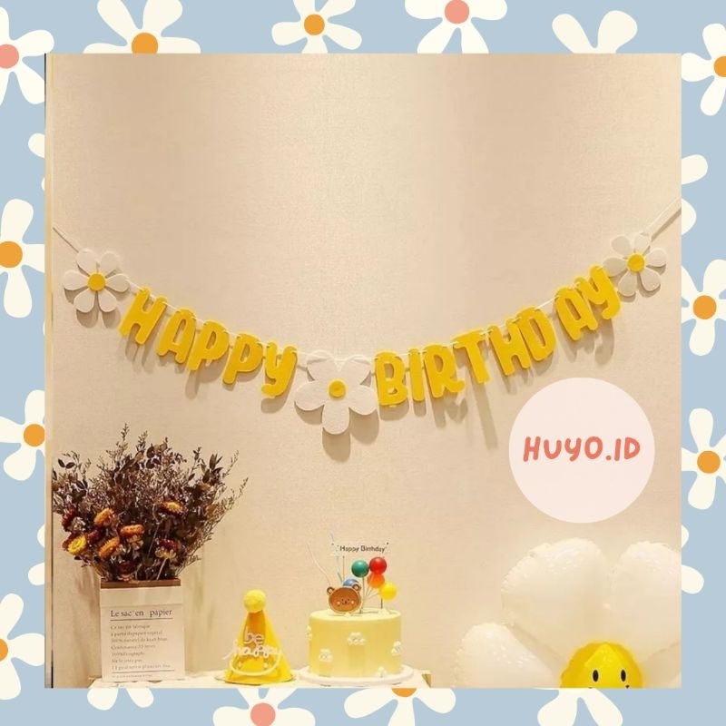 Jual Banner Happy Birthday Bunga Daisy | Shopee Indonesia