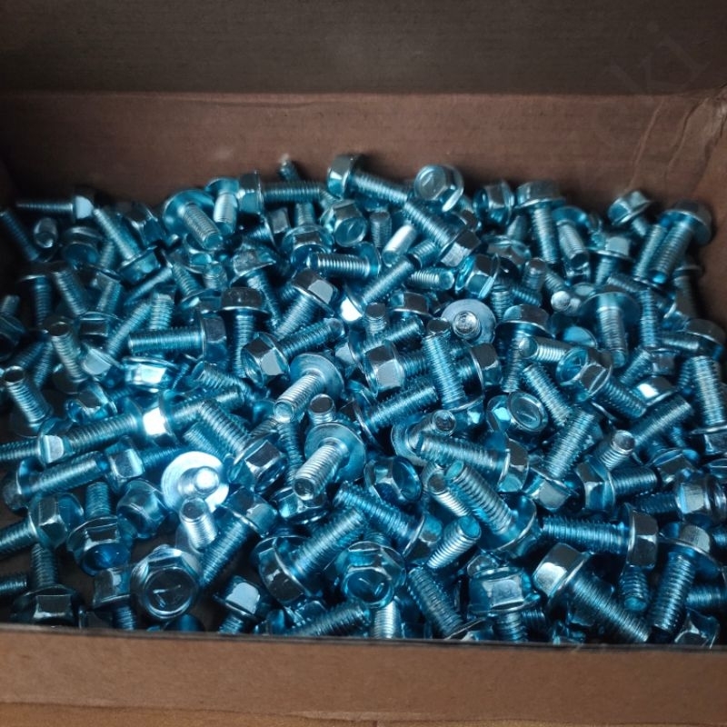 Jual Baut Topi Kunci 10 mm panjang 15mm Bolt Silver Hex Galvanis Flange ...