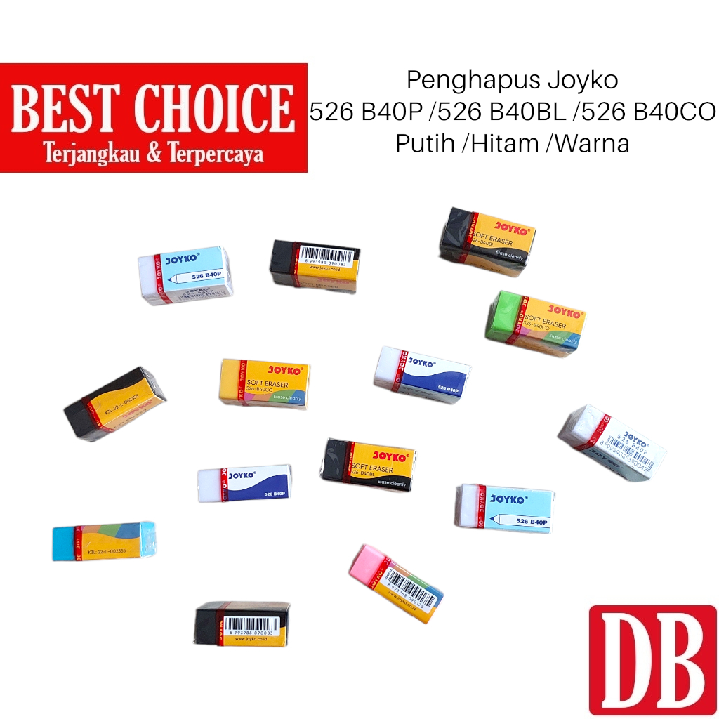 Jual (1pcs) Penghapus / Eraser Joyko Kecil 526 B40BL (Hitam) / B40P (Putih) / B40CO (Warna) 1pcs ...