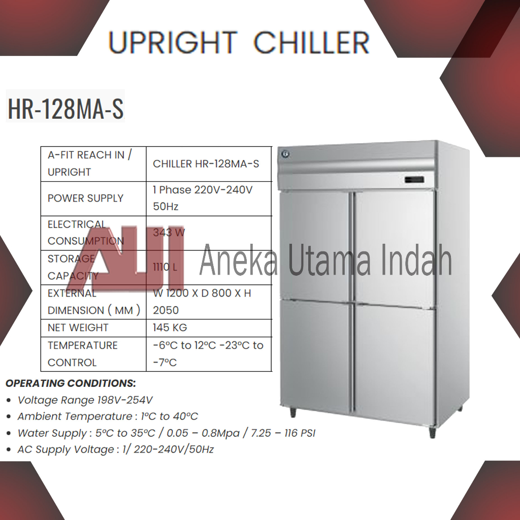 Jual Hoshizaki HR-128MA-S Stainless Upright Chiller 4 Pintu Panjang 120 cm - Upright Chiller ...