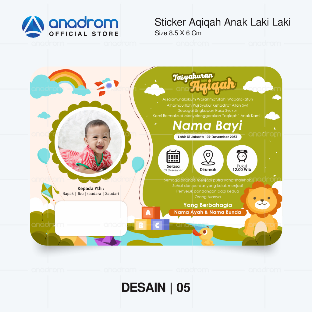 Jual Sticker Label Aqiqah Anak Laki - Laki | Sticker Label Box Makanan ...