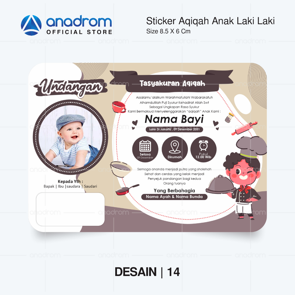 Jual Sticker Label Aqiqah Anak Laki - Laki | Sticker Label Box Makanan ...