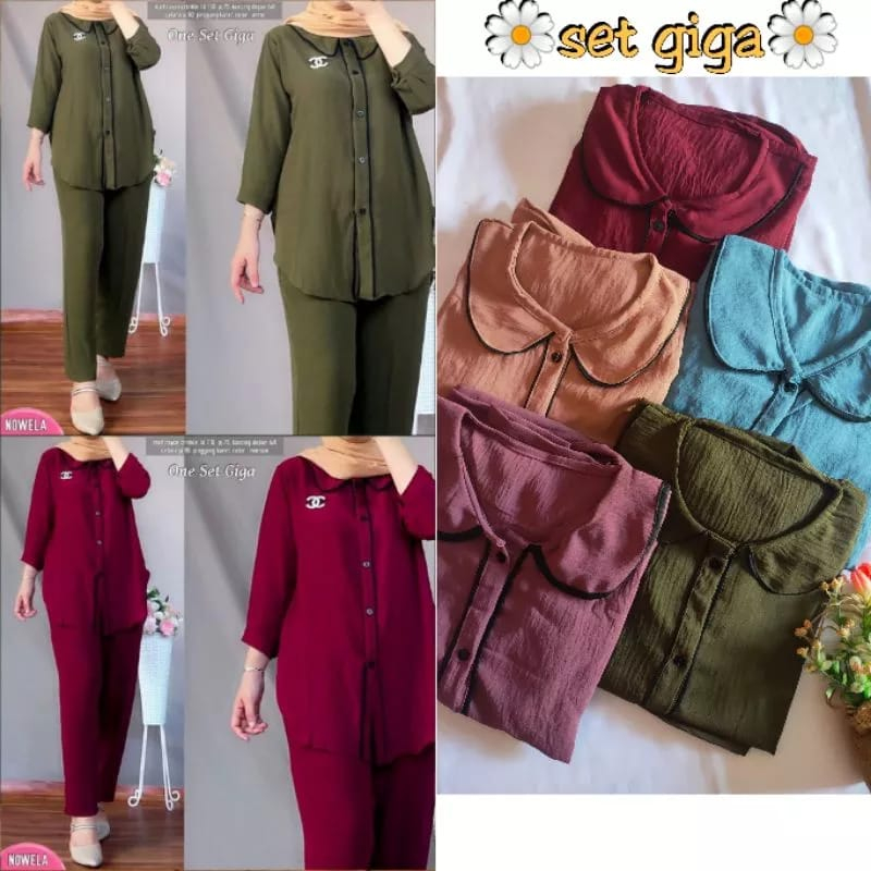 Jual DISKON HEMAT 100 RIBU 3 PCS/Giga Set Crinkle Airflow - Setelan crinkle airflow polos ...