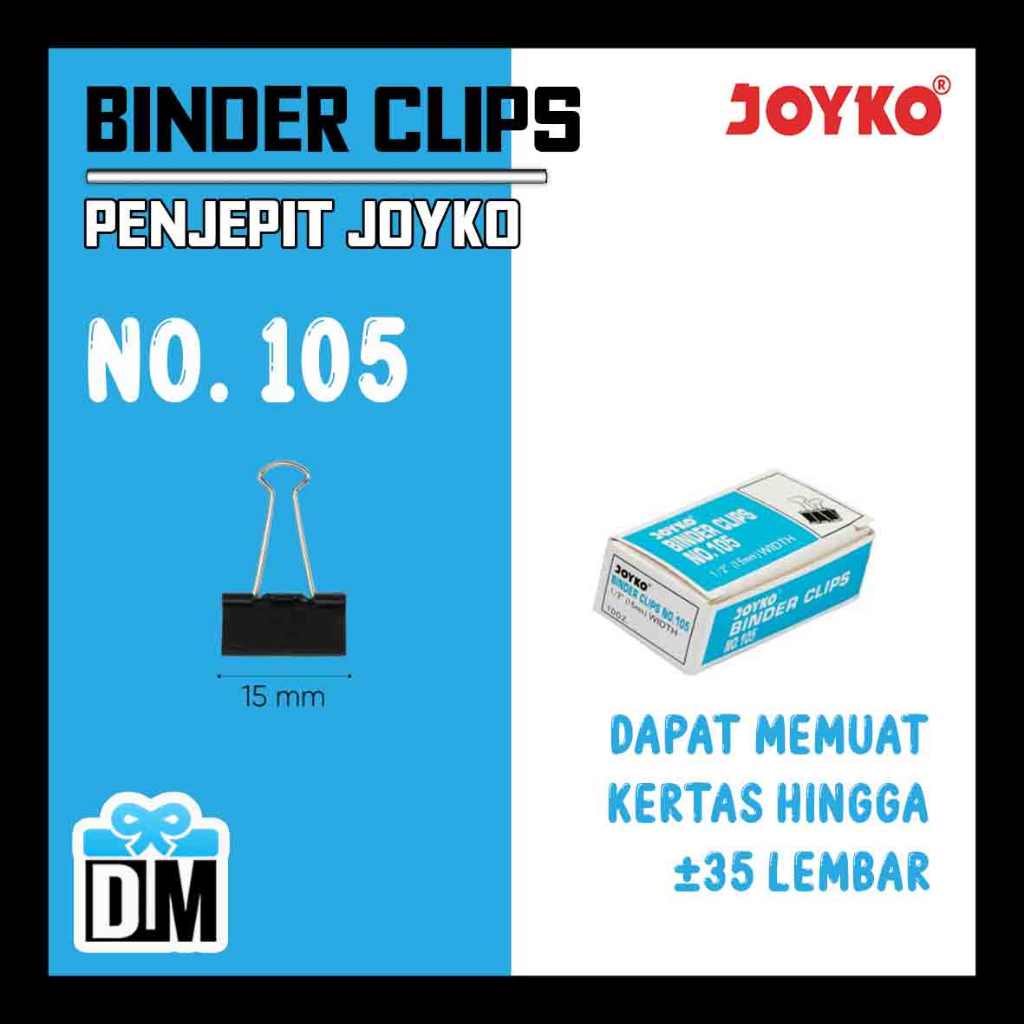 Jual Binder Clips No 105 15mm 0.5 inch Joyko Japan Original Penjepit ...