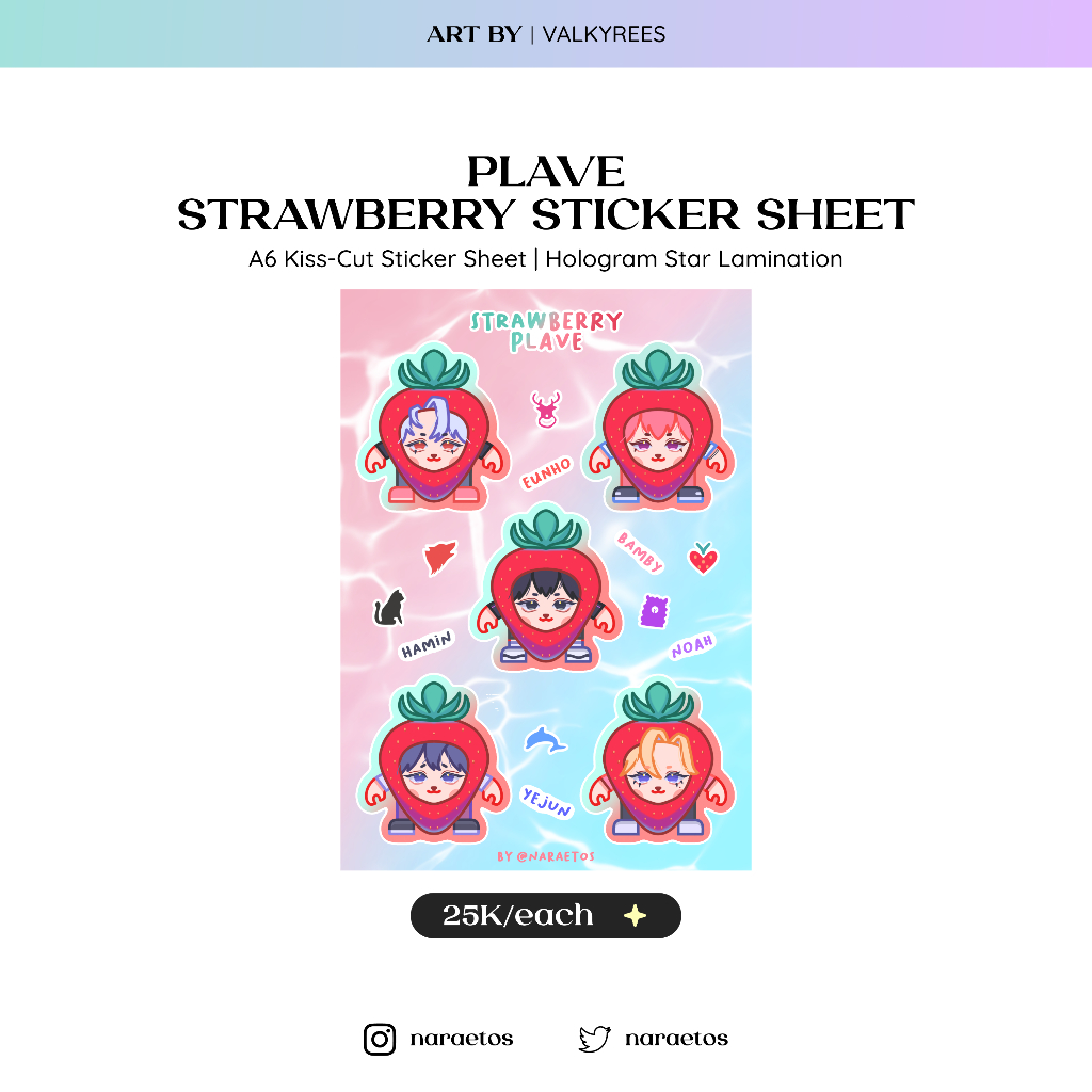 Jual PLAVE Strawberry Sticker Sheet | Shopee Indonesia